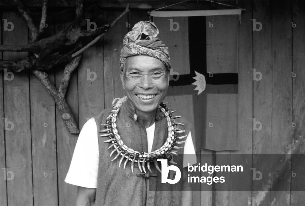 Image of A Bidayuh chief, Sarawak, Malaysia (b/w photo)