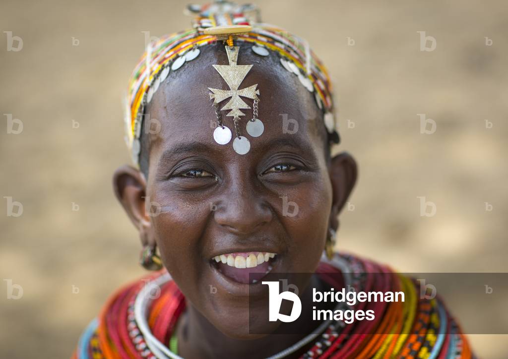 Image of Rendille tribeswoman wearing traditional headdress and ...