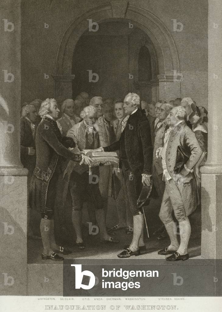 Image of George Washington prêtant serment de président des États-Unis le 4