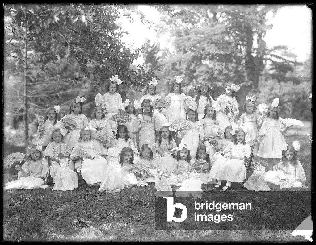 Image of Group portrait of unidentified little girls, probably the ...