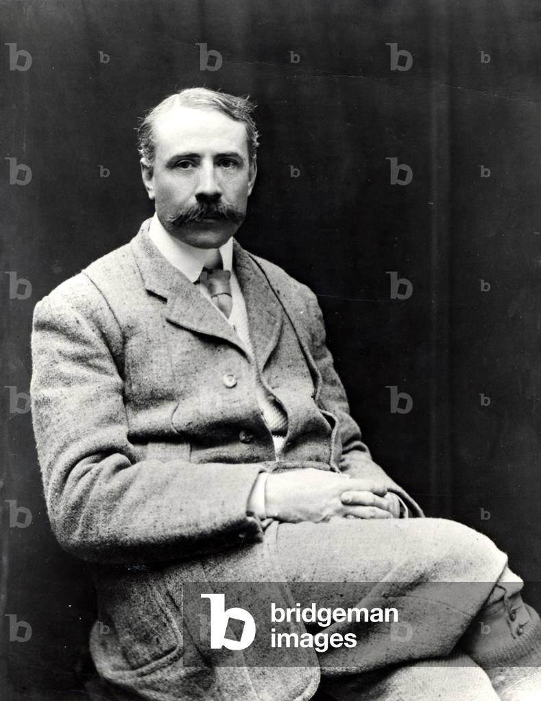 Image of Edward Elgar, 1900, photograph by Max Mossel taken in the