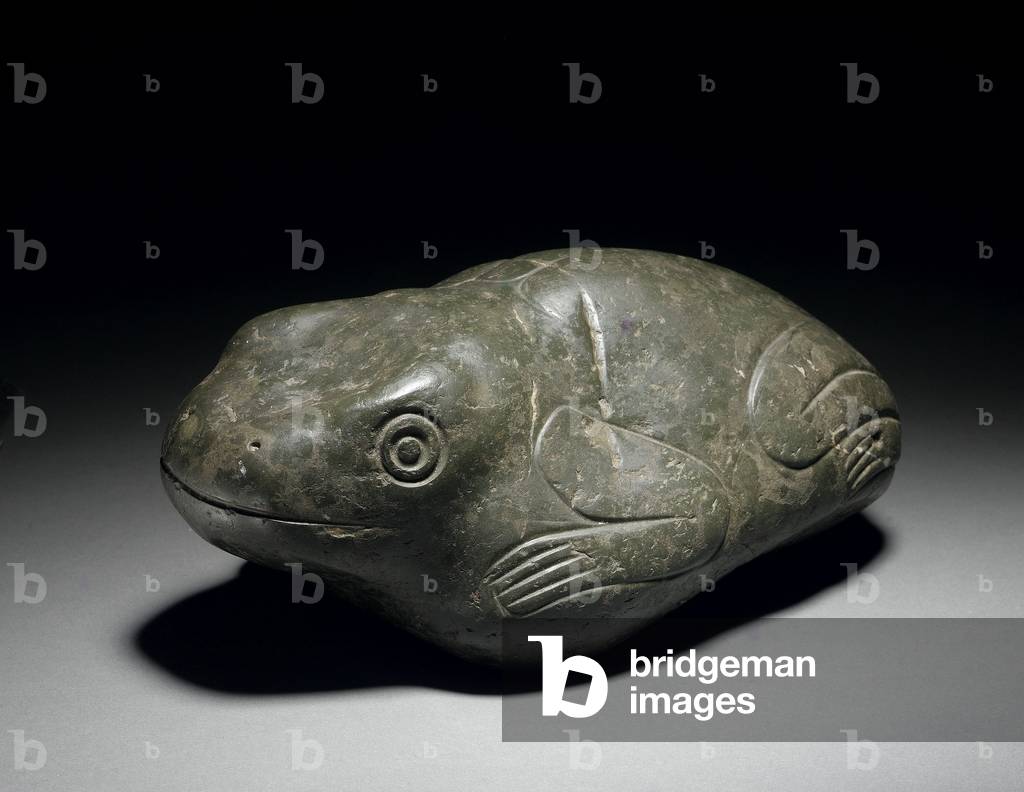 Image of A rare Aztec stone frog, c.1200-1521 (stone) by Aztec