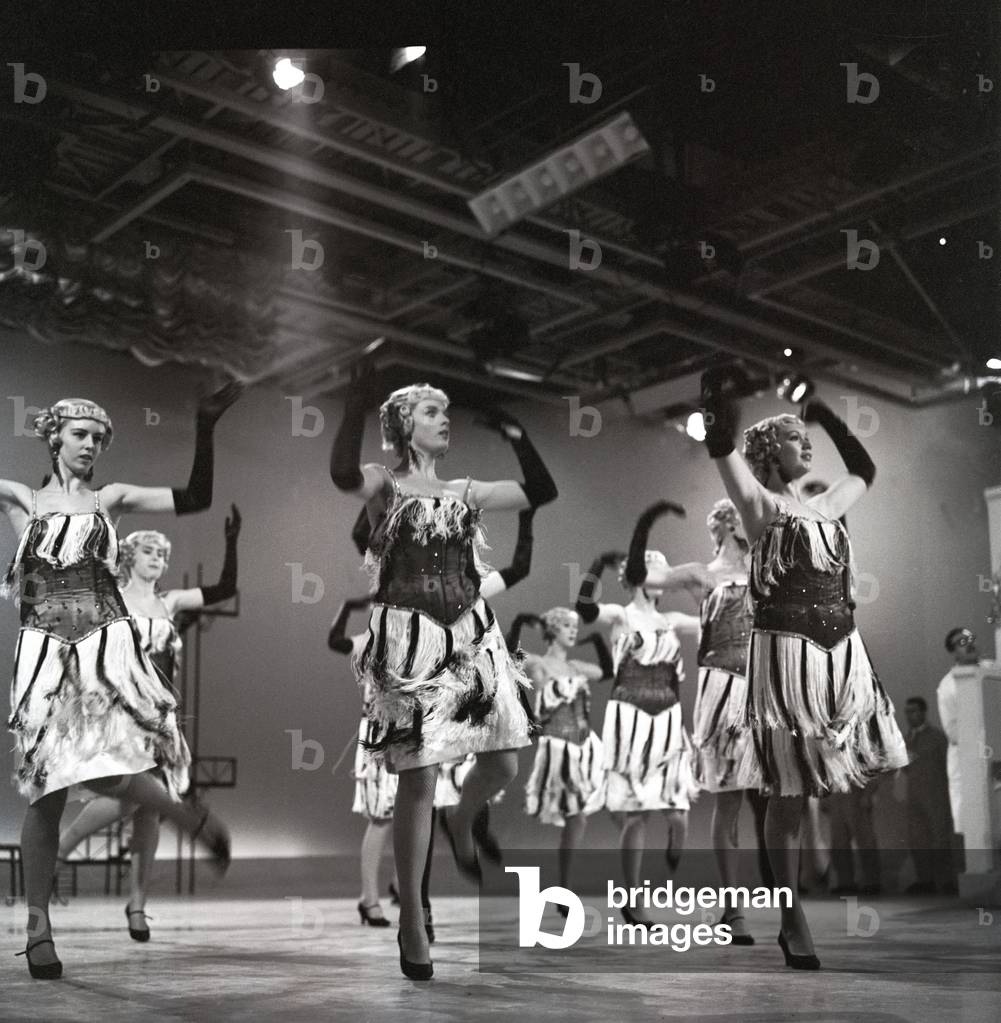 Image of Bluebell Girls rehearsing, Italy, 1961 (b/w photo)