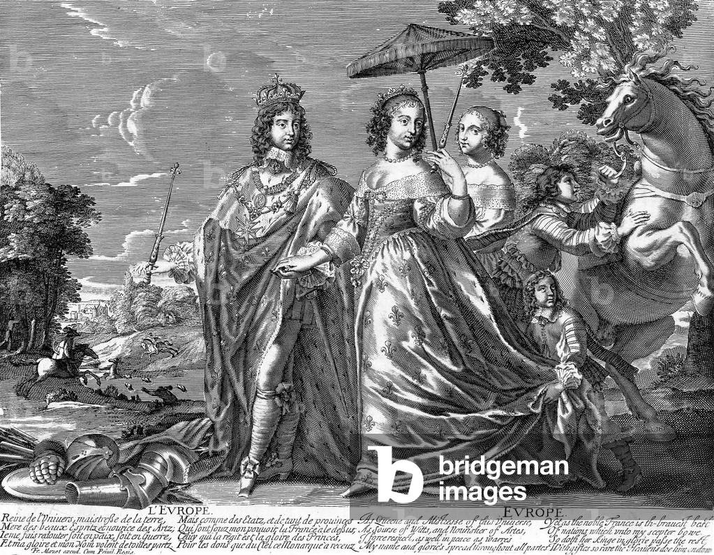 Image of French king Louis XIV and his wife queen Marie Therese