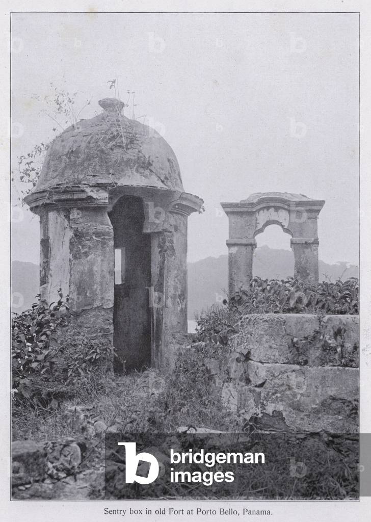 Image of Sentry box in old Fort at Porto Bello, Panama (b/w by American ...