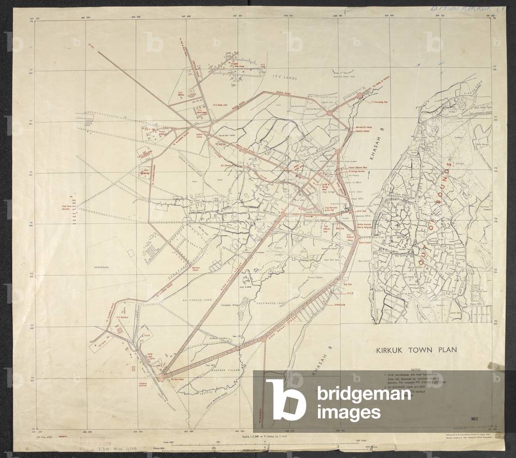 Image of Kirkuk town plan, dated 1944.