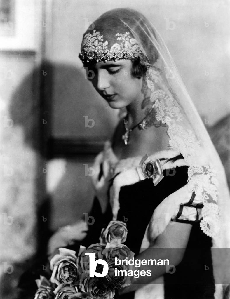 Image of Princess Ingrid of Sweden photographed in her first court dress,