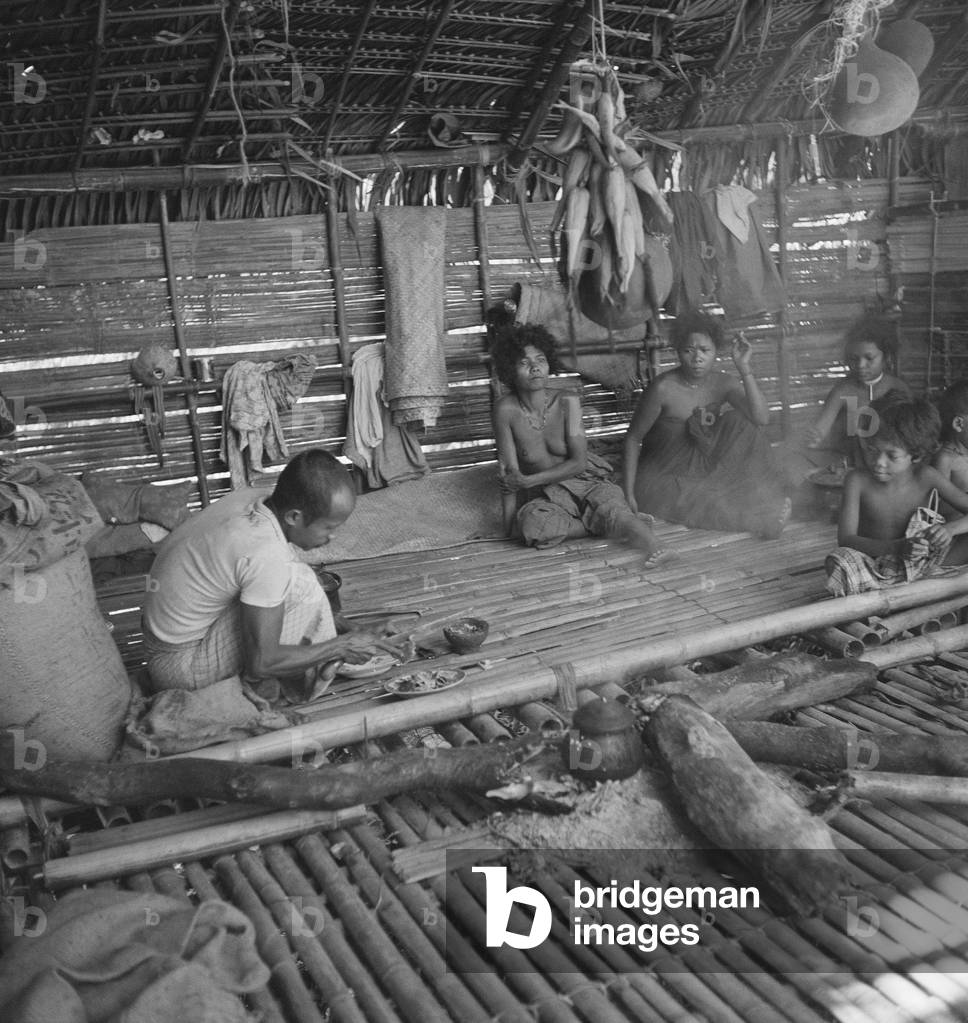 Image of Local man prepares food with Orang Asli (first peoples), Perak,