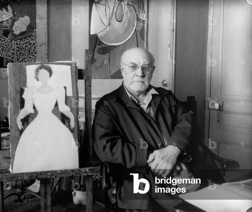 Image of Henri Matisse, 1948 (b/w photo) by Matisse, Henri (1869-1954)