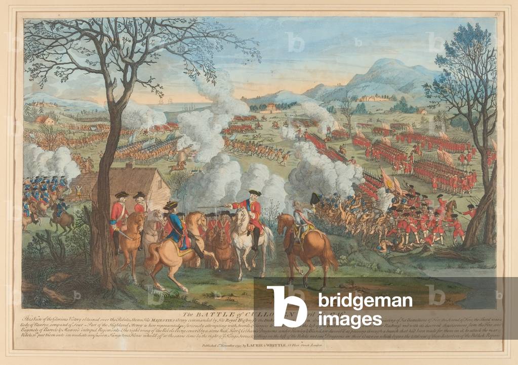 Image of The Battle of Culloden April 16 1746 (line engraving, coloured ...