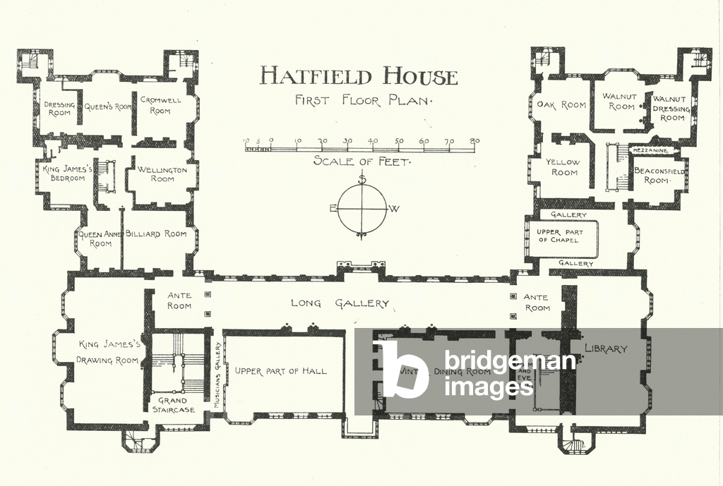 Image of Hatfield House, First Floor Plan (litho) by English School ...