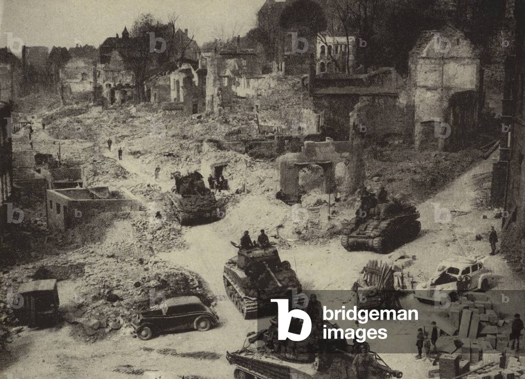 Image of Tanks of the American Seventh Army on the ruined streets by ...