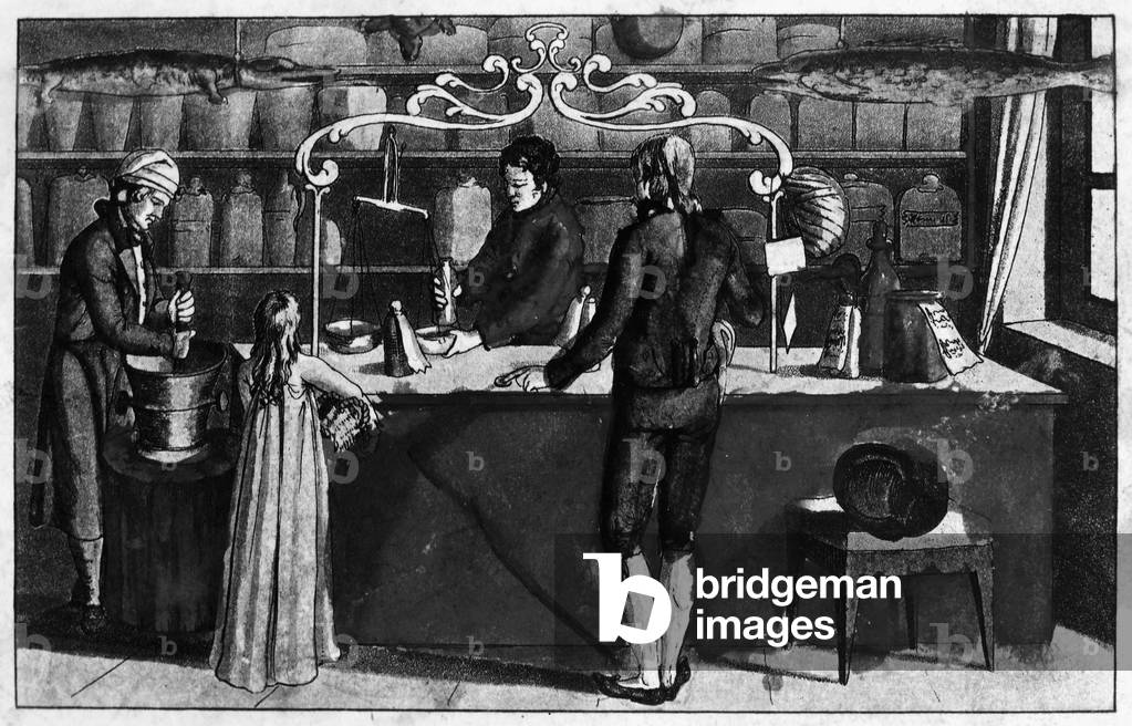 Image of APOTHECARY SHOP, 1820 Interior of an apothecary shop of 1820.