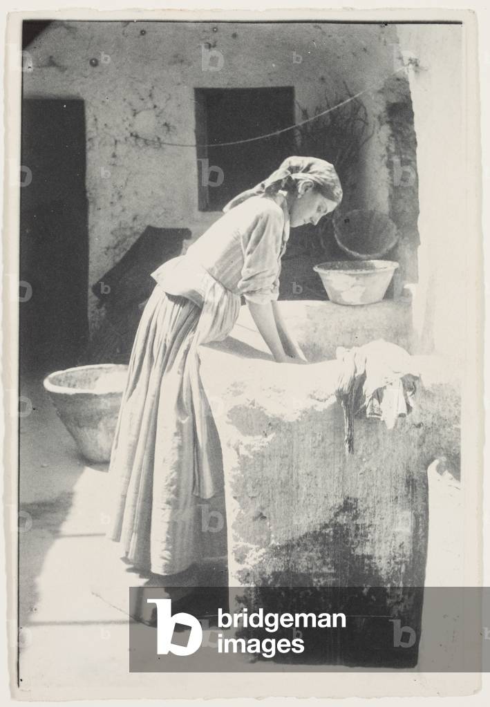 Image of Washer Girl of Capri, late 19th century (b/w photo) by ...