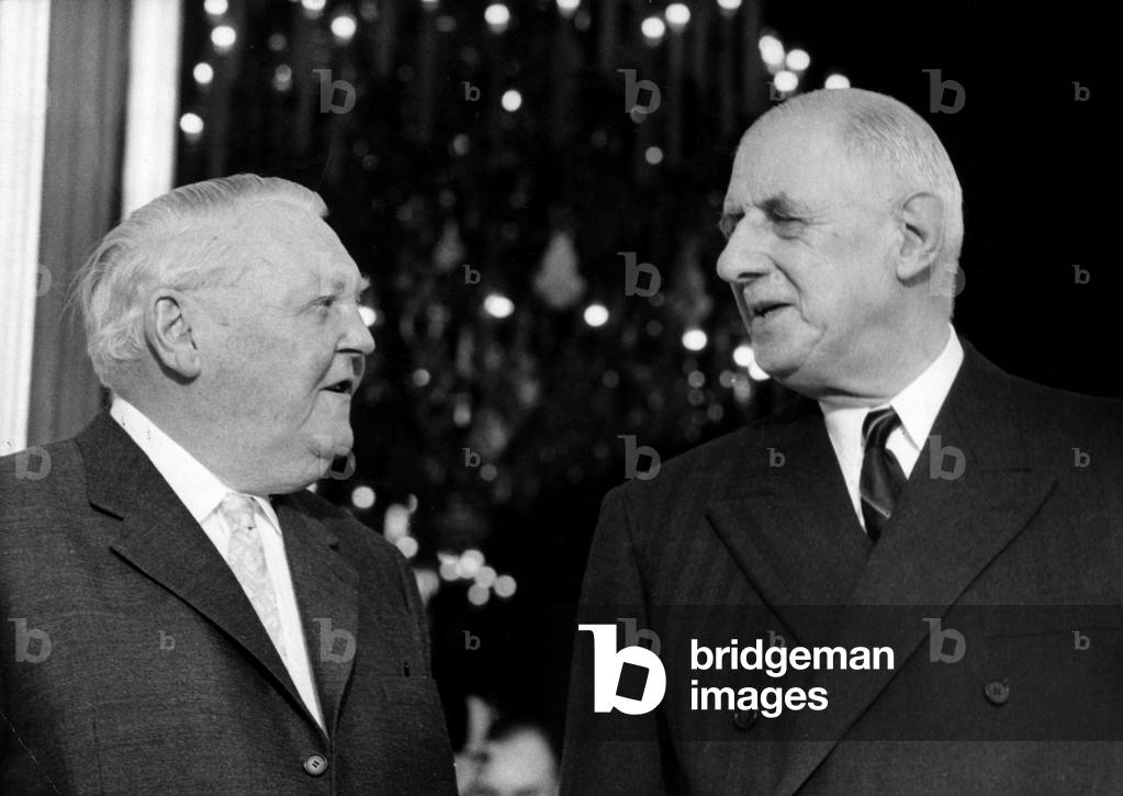 Image of German Chancellor Ludwig Erhard and French President Charles De Gaulle,