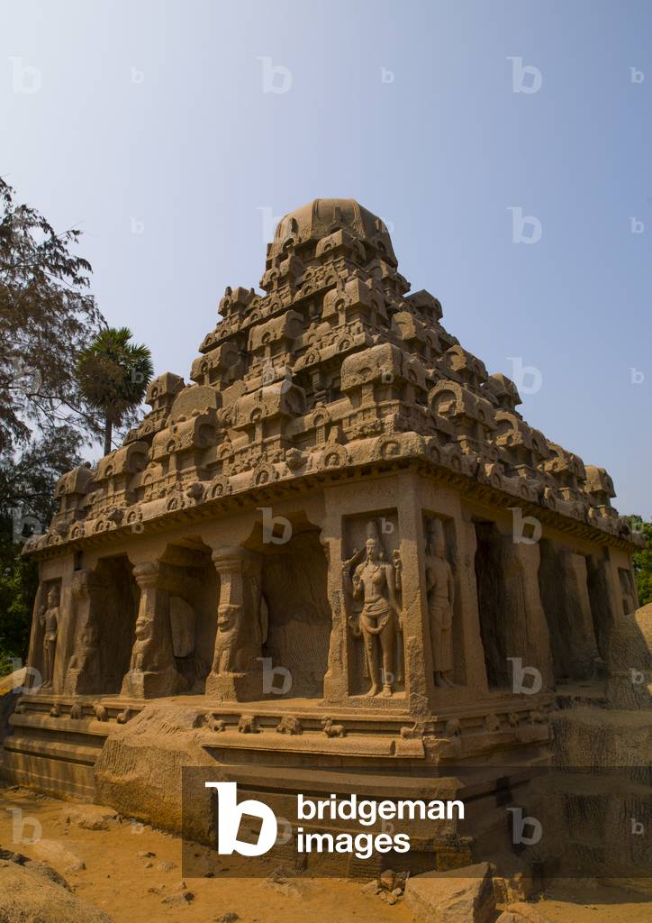 Image of The Rock Cut Dharmaraja Ratha Temple, Mahabalipuram, India ...