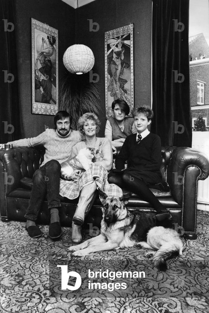 Image of Alan Hull, of the pop group Lindisfarne, at home with