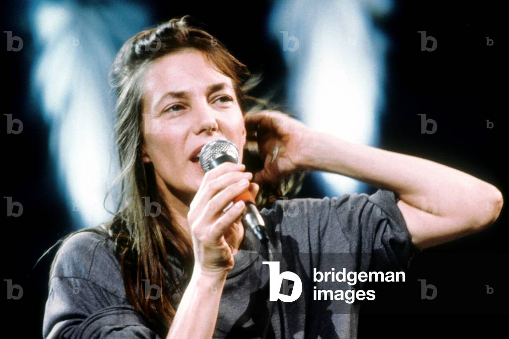 Image of British actress and singer Jane Birkin during a tv show,