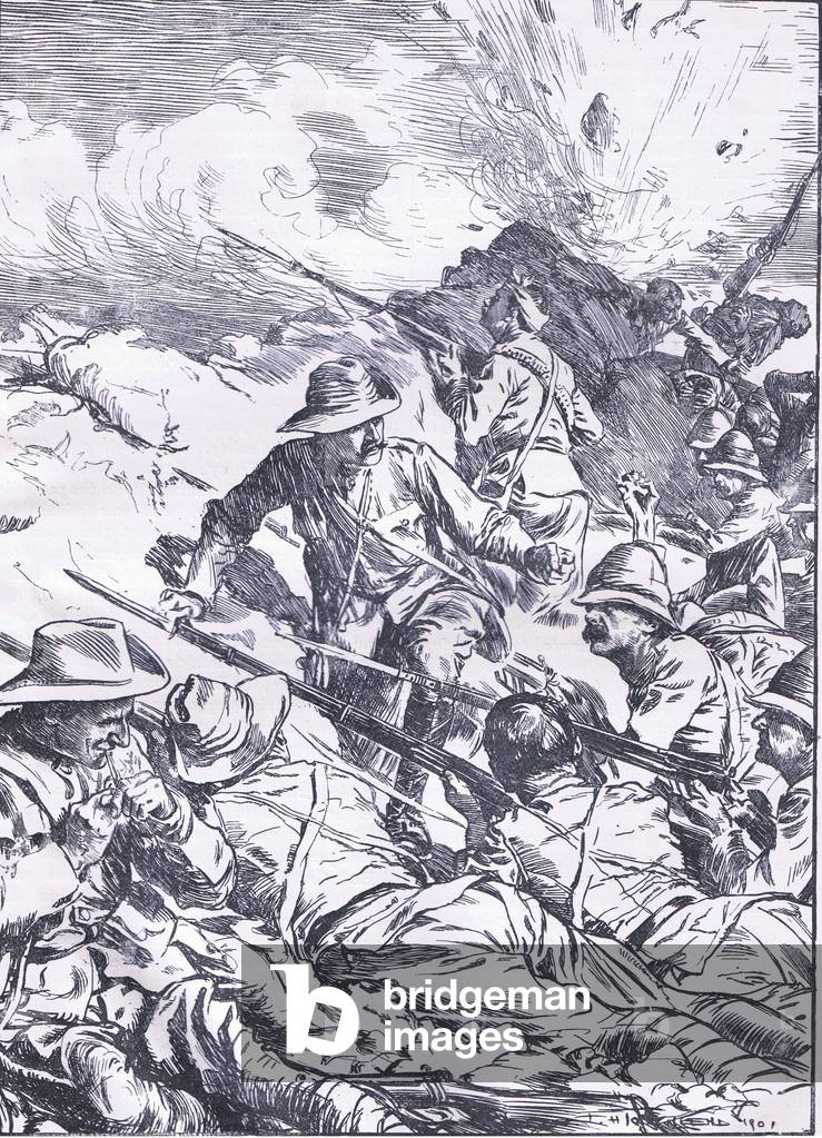 Image of The fight on Spion Kop, illustration from'Cassells History of ...