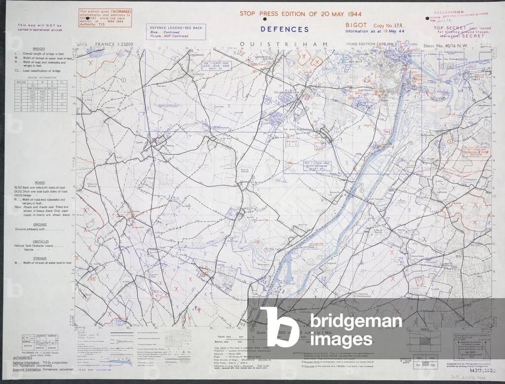 Image of France 1: 25,000 Defences, Bigot, Ouistreham. Map for Normandy ...