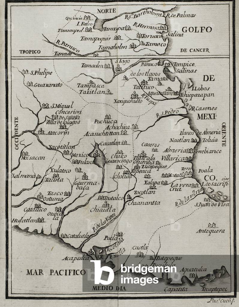 Image of Map of the territory of New Spain, 'Historia de la