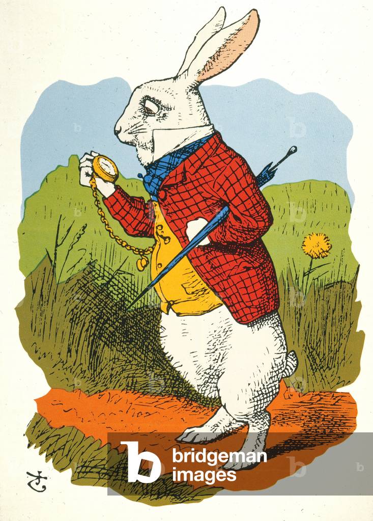 Alice In Wonderland Original Illustrations Color White Rabbit