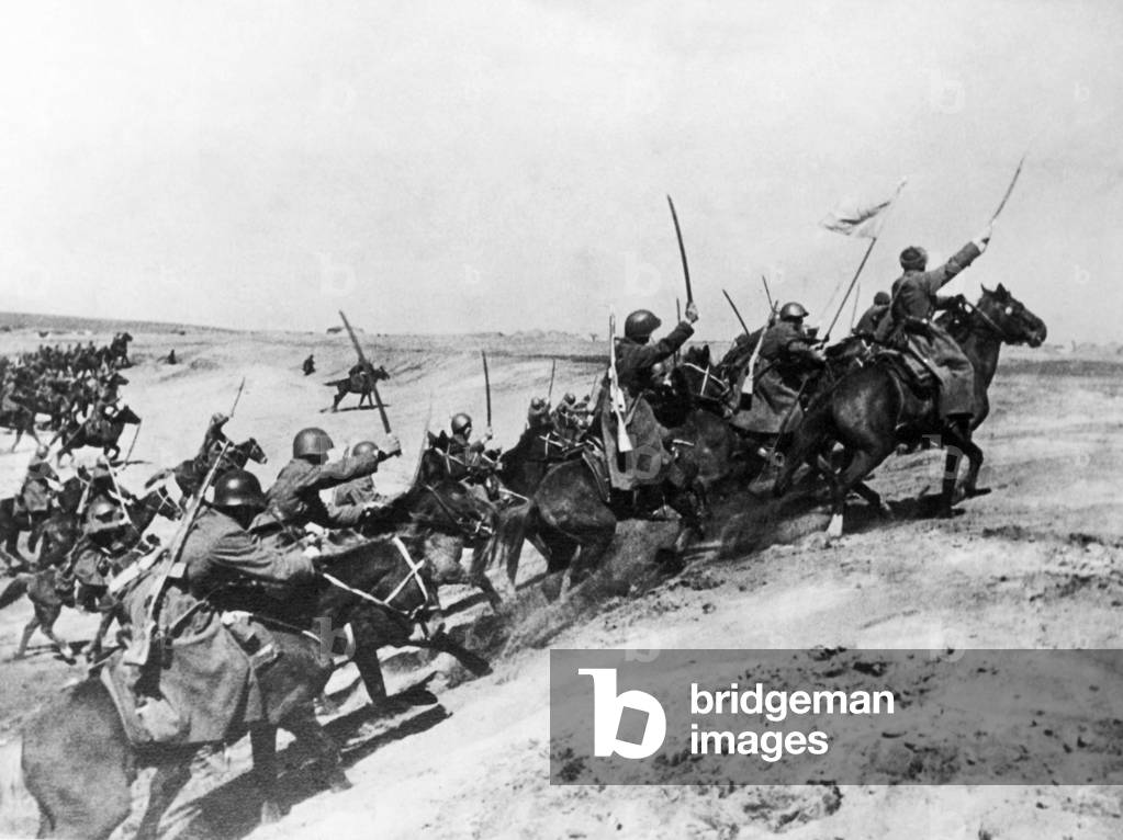 Image of Soviet Red Army Cavalry Charge During World War 2.