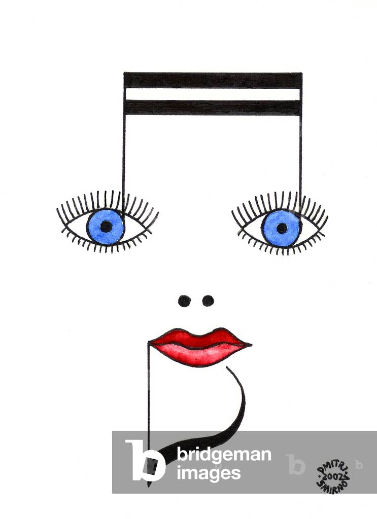 Image of Musical face - a female face drawn using musical notation by ...