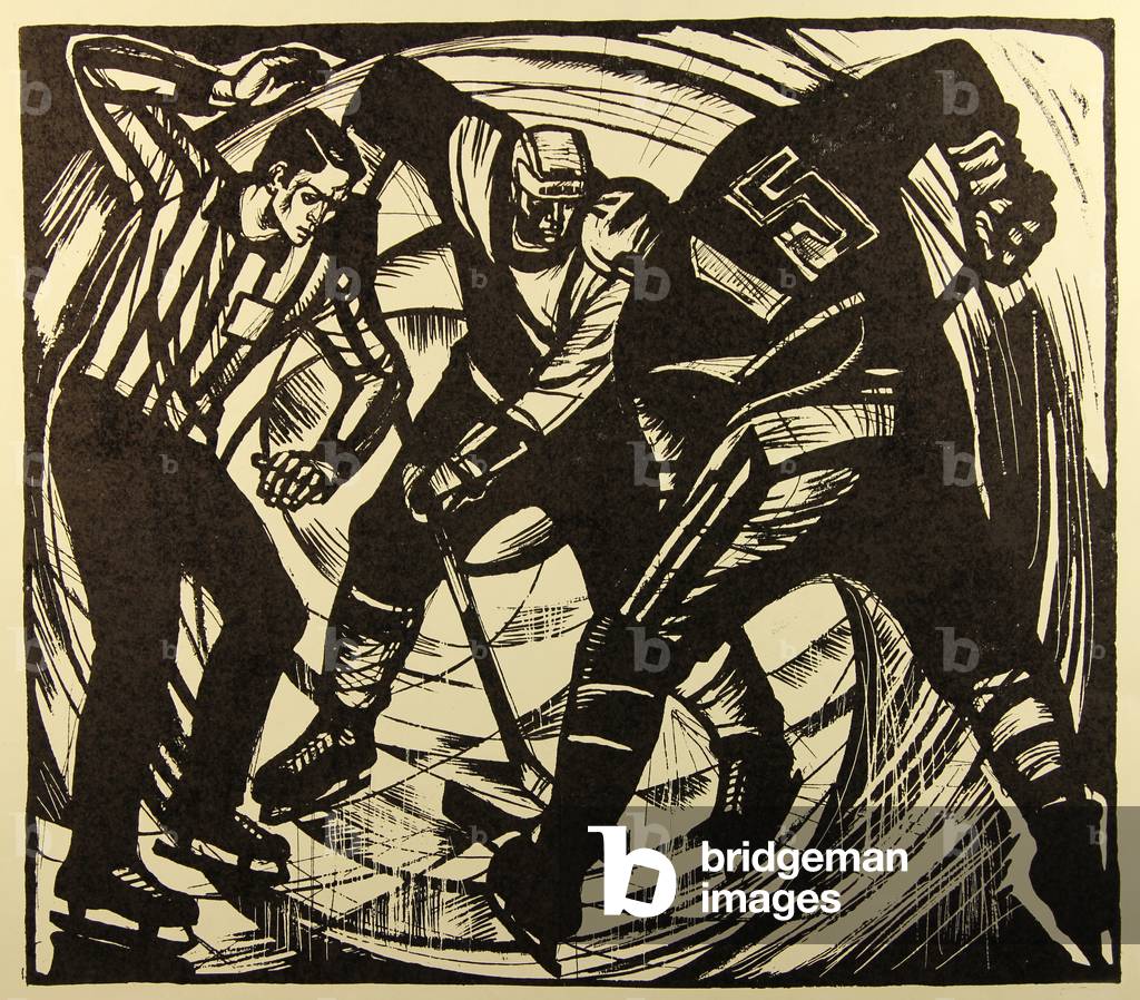 Image of Face-off, 1971 (linocut on paper) by Akhunov, Masabikh (1928-2008)