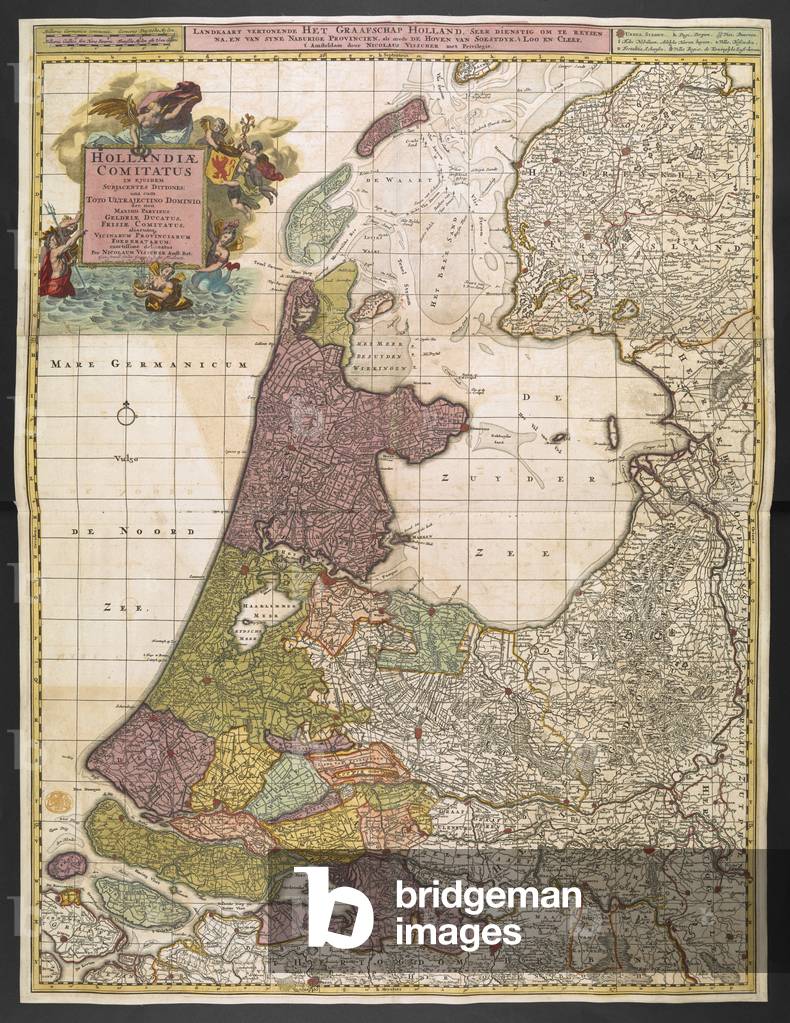 Image of Map of Holland, showing settlements, marshes, woodlands, hills ...