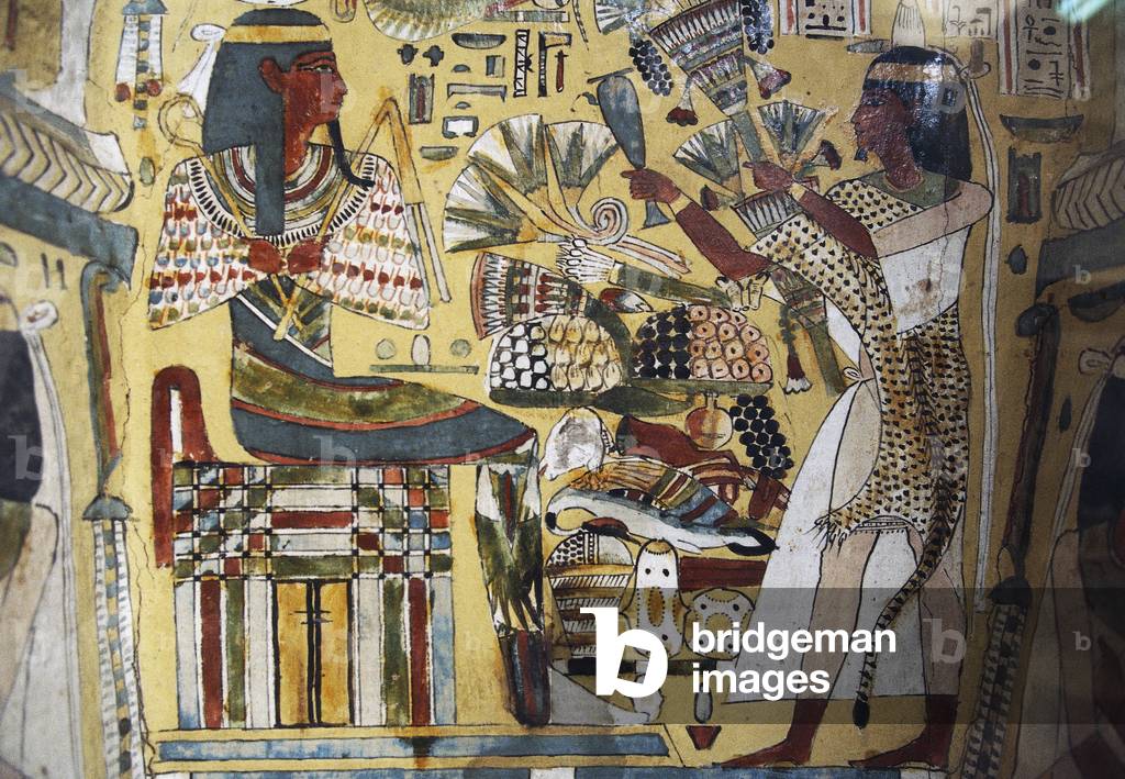 Image of Deceased and Ra, decorative detail of Ankh-ef-en-Khonsu's ...