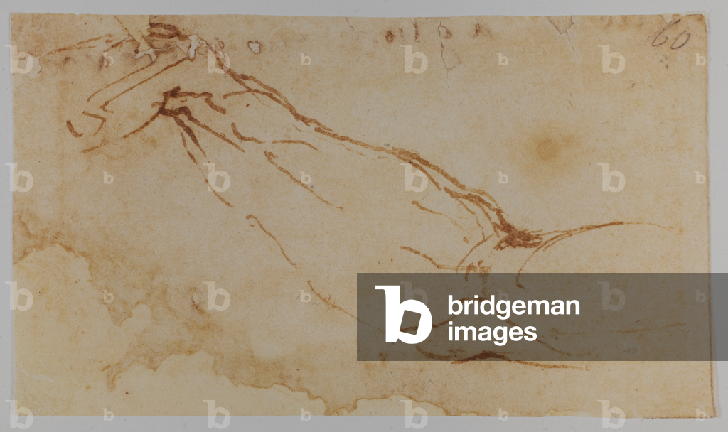 Image of Sketch for the right arm of 'Leda,' 1528-1530 (drawing) by ...