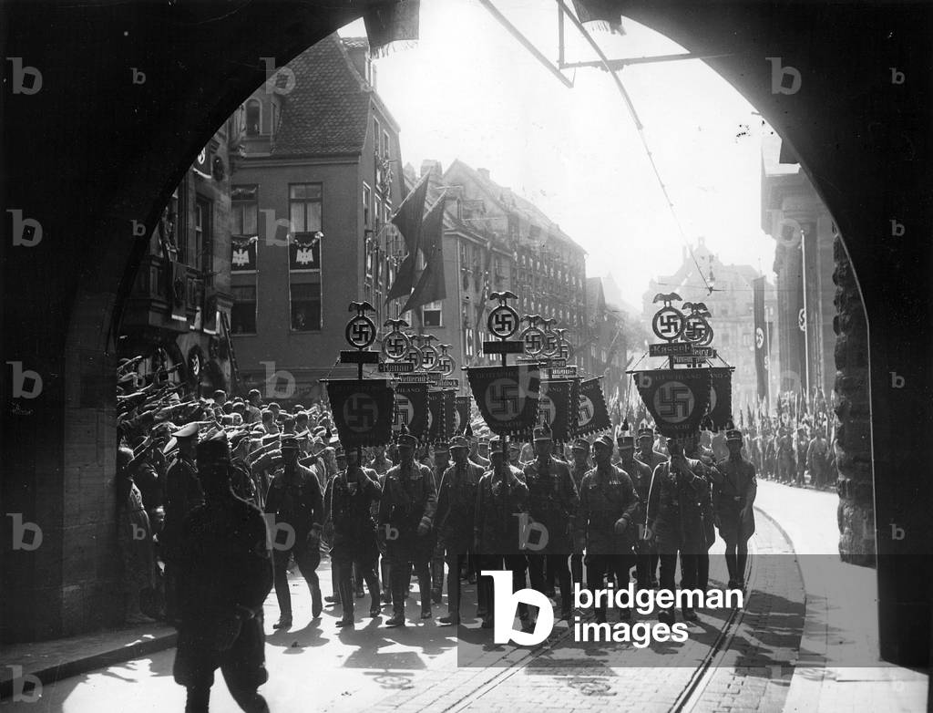 Image of March of an SA formation through Nuremberg to the Nazi