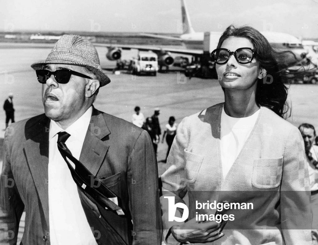 Image of Sophia Loren and Carlo Ponti, Rome, Italy, 1966 (b/w photo)
