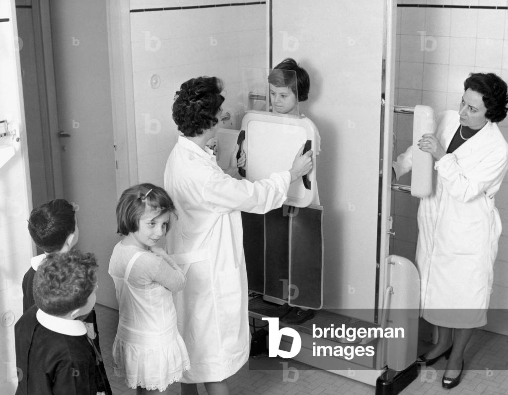 Image of Medical Examination at School, 1961 (b/w photo)