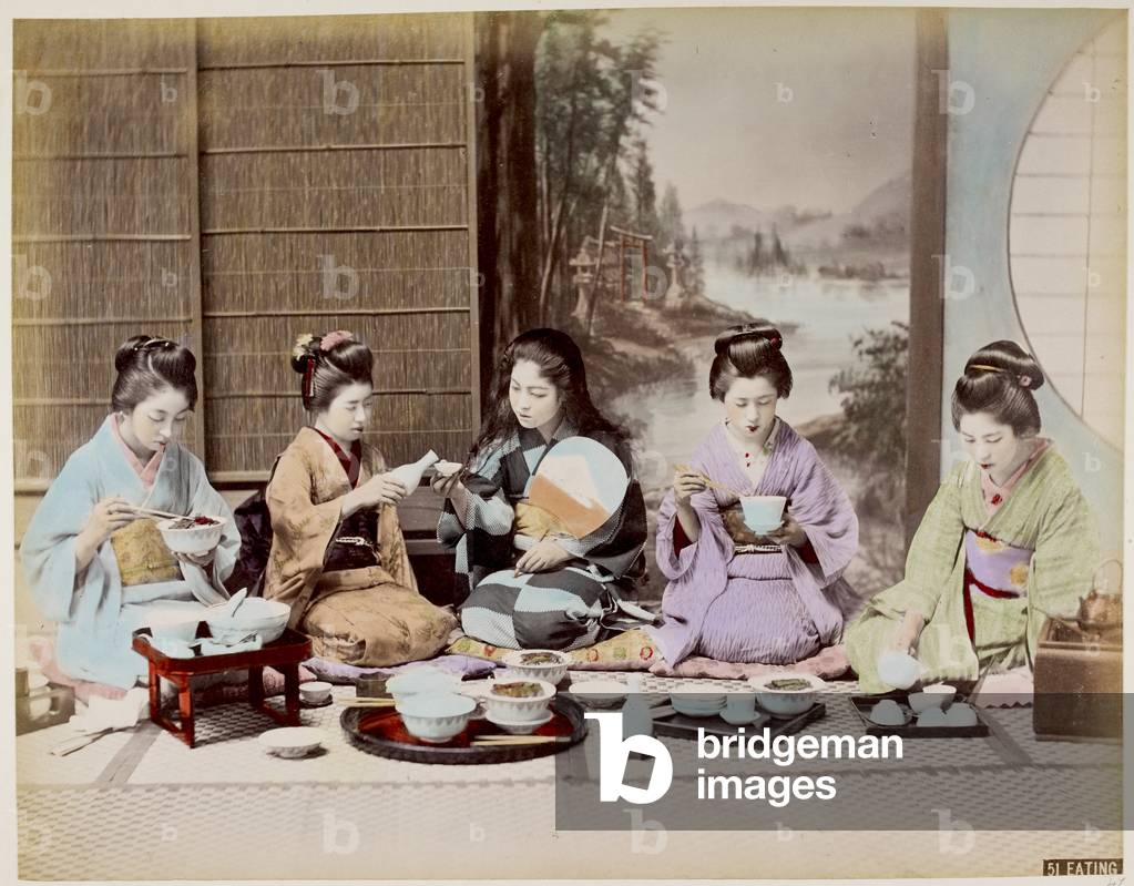 Image of A group of Japanese women eating a meal in a