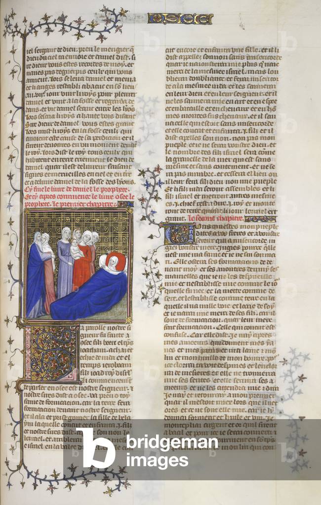 Image of Hosea and Gomer embracing, and the nativity of Israel