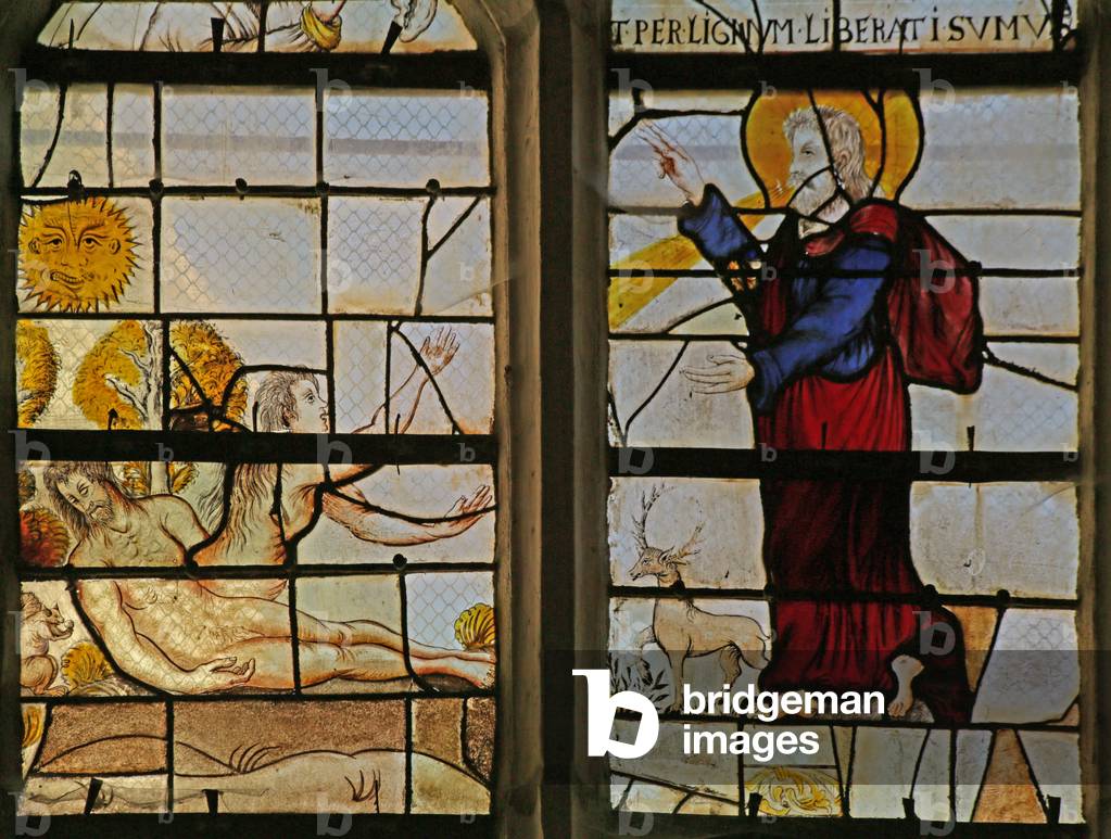 Image of Window depicting the Creation of Eve (stained glass) by French ...