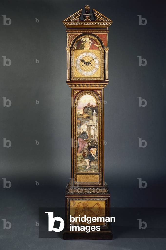 Image of A tardo XIX secolo pedimented longcase Orologio ampiamente (e ...