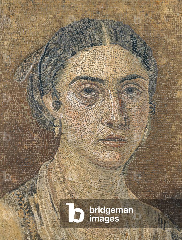 Image of Floor mosaic depicting female portrait, from Pompeii ...