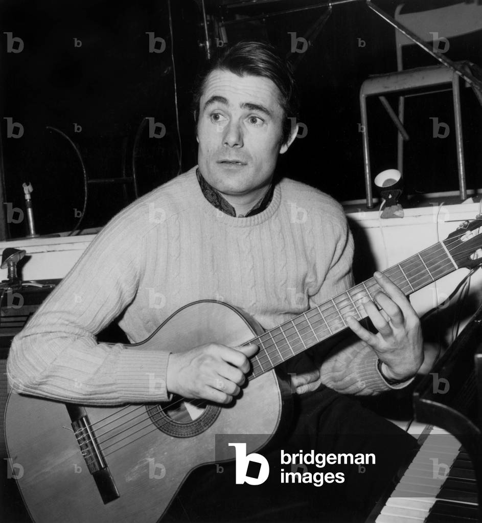 Image of French Singer Alain Barriere during Rehearsal in Paris March 5,