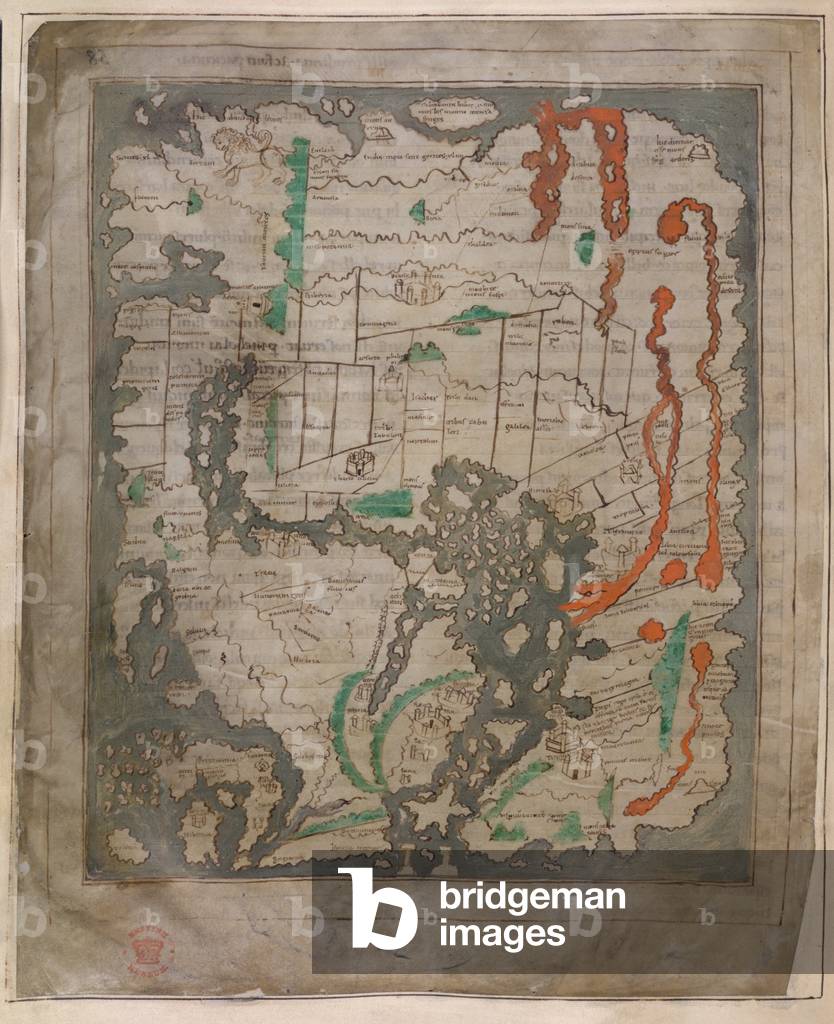 Image of Cotton Tiberius B.V, Part 1, f.56v The Tiberius Map, Mappa by ...