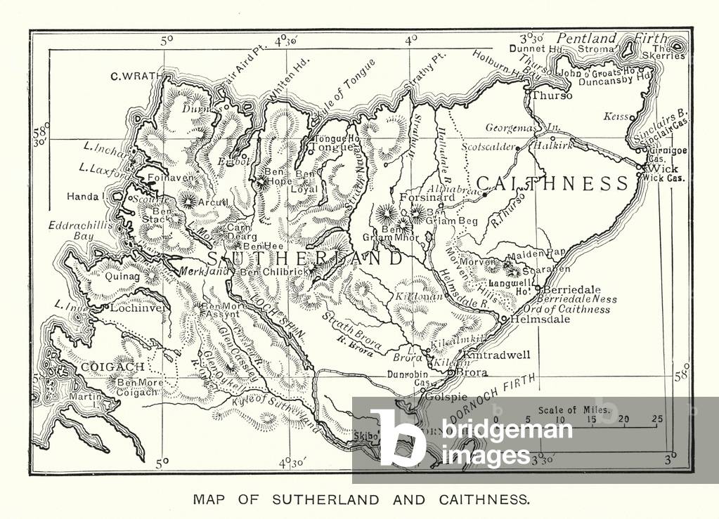 Image of Map of Sutherland and Caithness (b/w photo) by English ...
