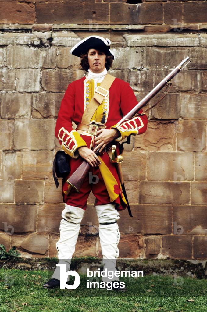 Image of English musketeer, musket, 1745, as deployed at Culloden