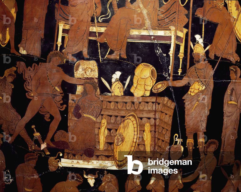 Image of Sacrifice for death of Patroclus, vase painting, red-figure ...