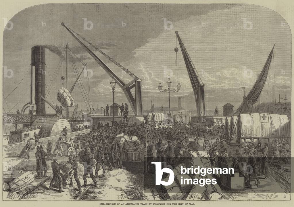 Image of Embarkation of an Ambulance Train at Woolwich for the Seat by ...