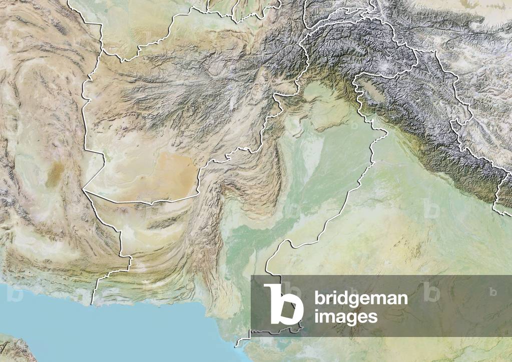 Image of Pakistan, Relief Map with Border