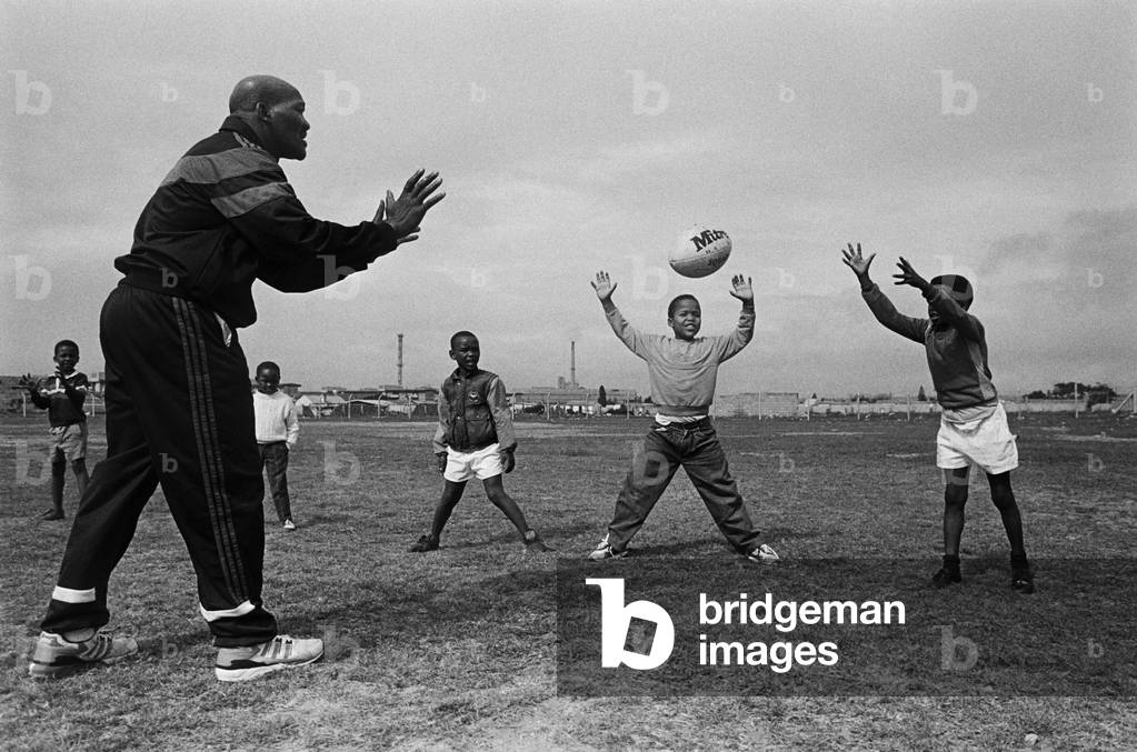 Image of Township rugby under apartheid, c.1990 (b/w photo)