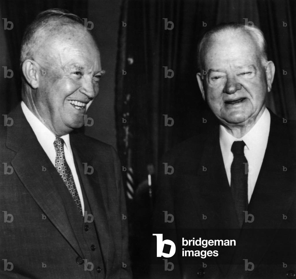 Image of President Dwight D. Eisenhower, and Former President Herbert ...