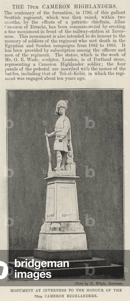 Image of Monument at Inverness to the Honour of the 79th Cameron by ...